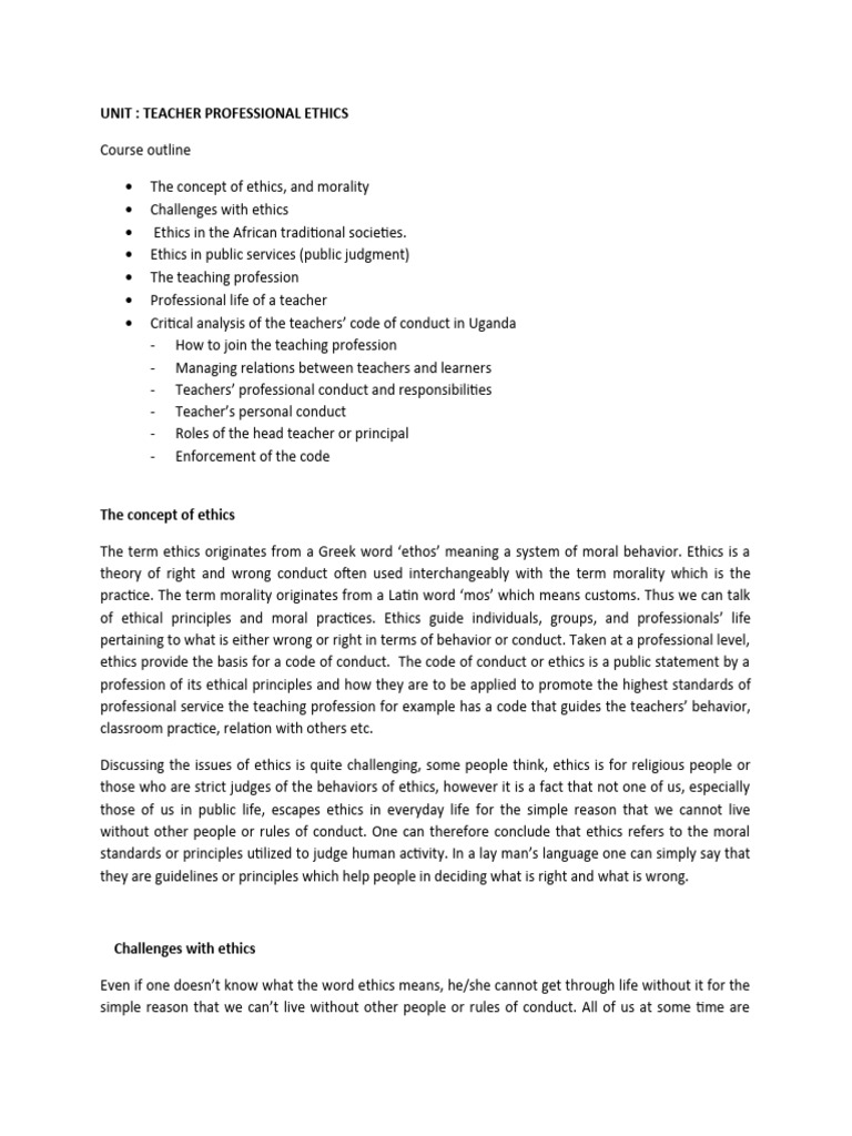 Teacher Professional Ethics | Download Free PDF | Teachers | Morality Teacher Professional Ethics | Download Free PDF | Teachers | Morality