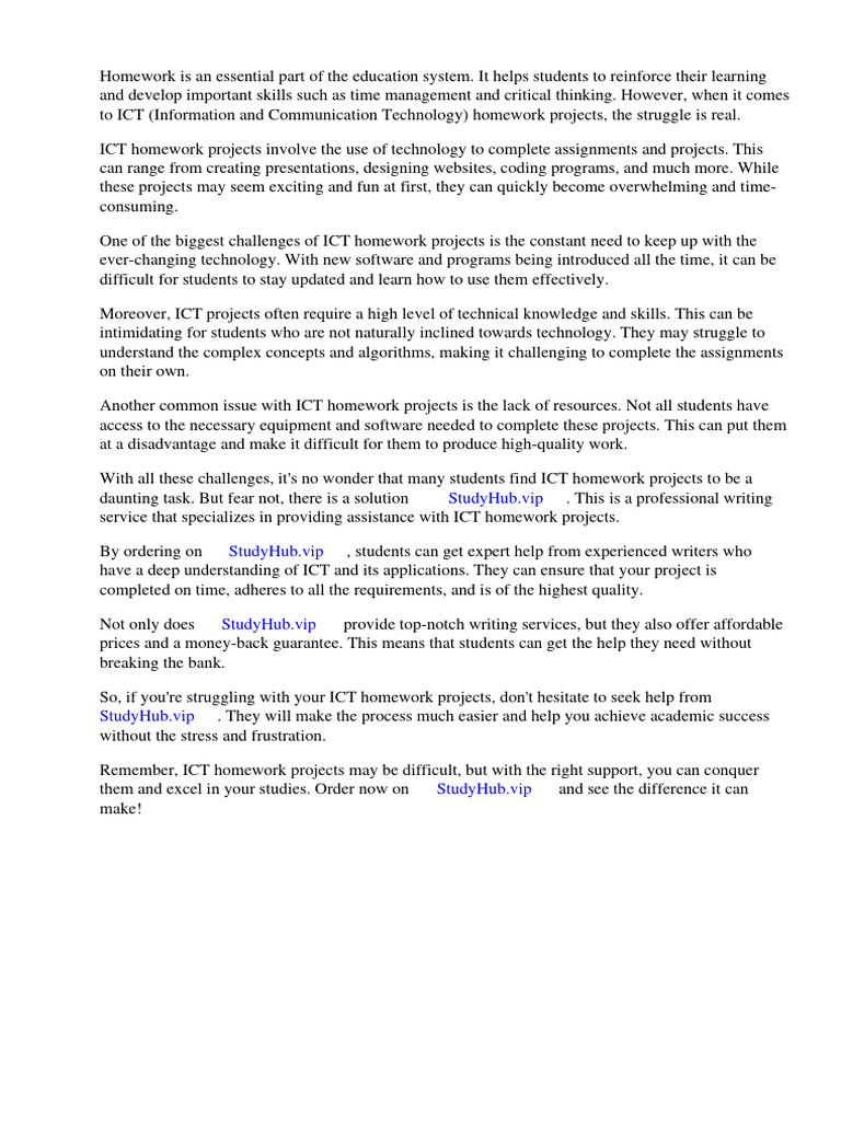 Ict Homework Projects | PDF | Information And Communications Technology ...
