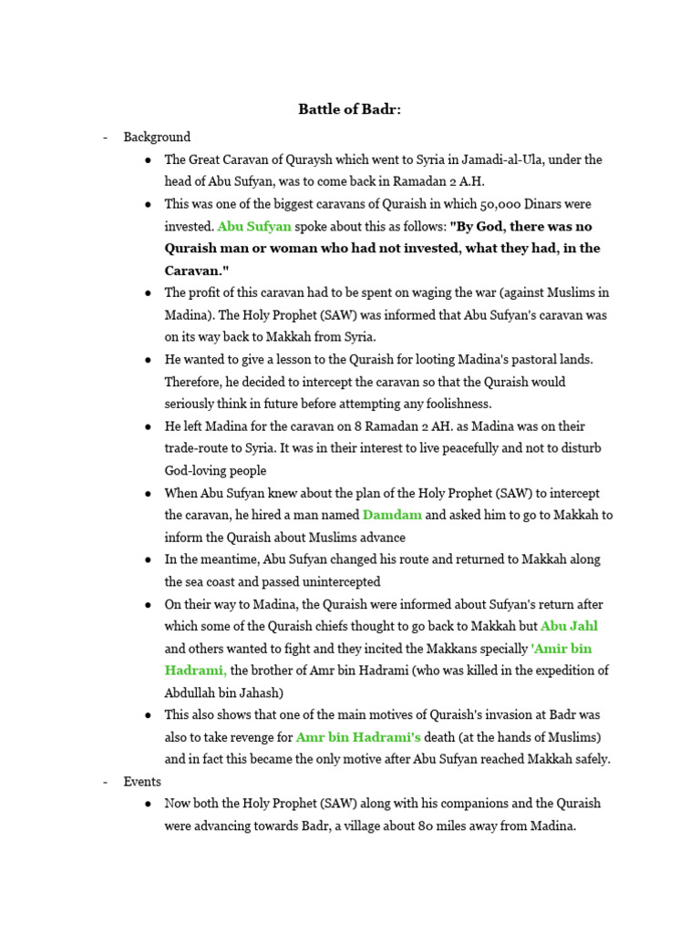 Battle of Badr_ | PDF | Muhammad | Life Of Muhammad