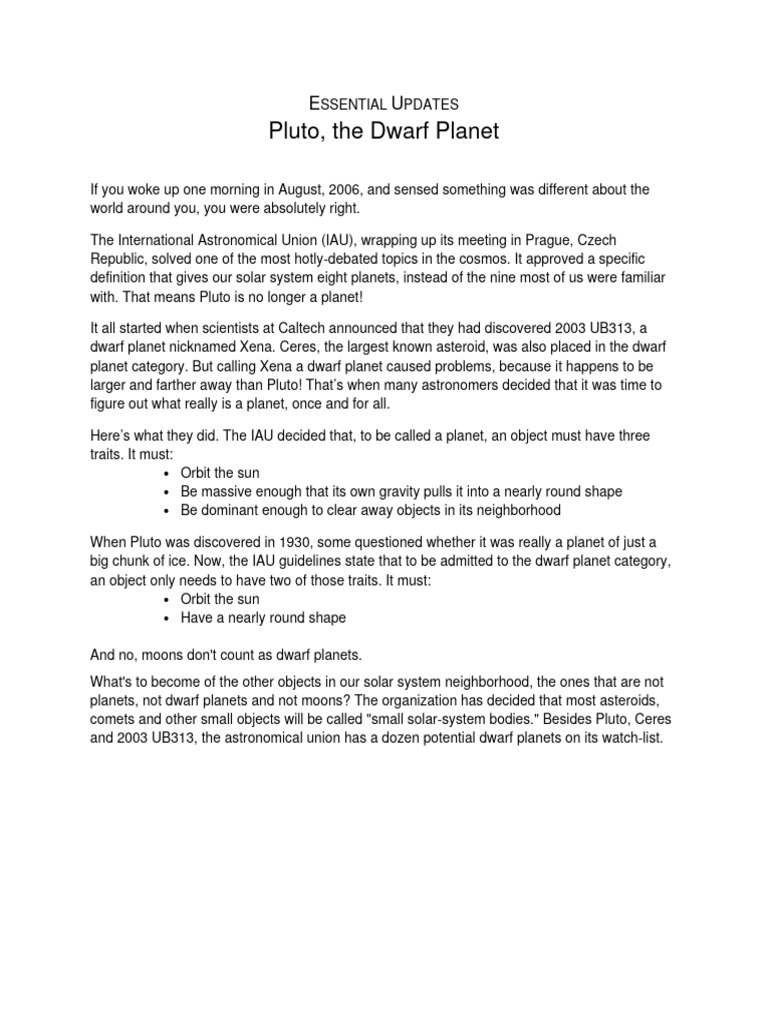 Updated Pluto, The Dwarf Planet | PDF
