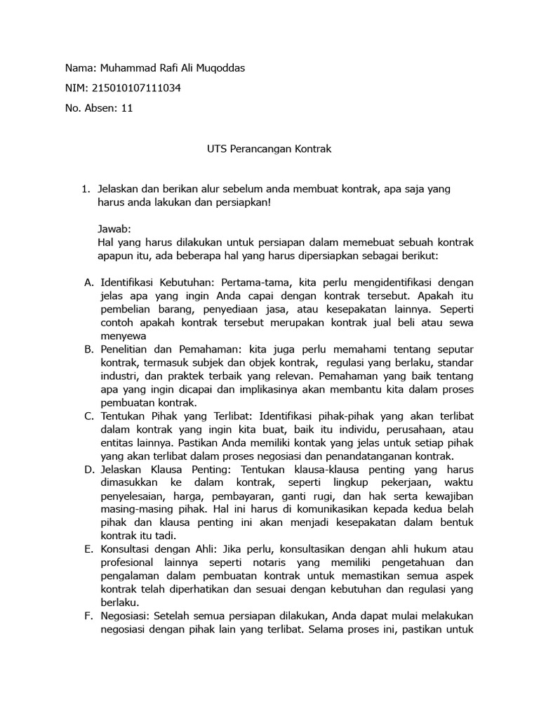 Panduan Membuat Kontrak | PDF