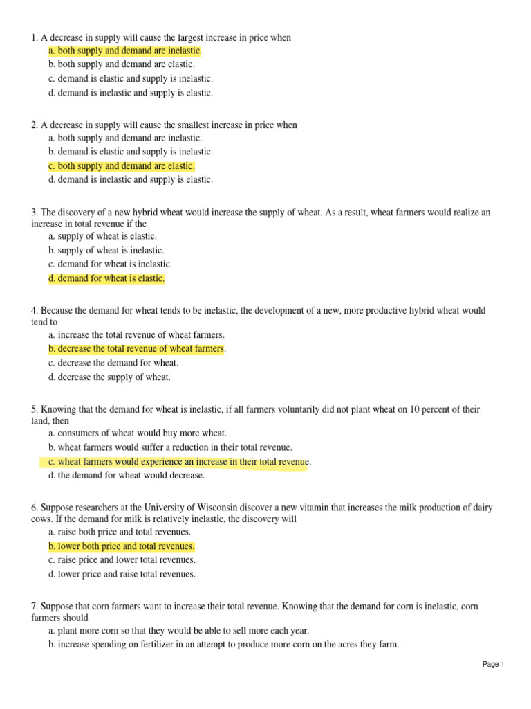 Sec 5.3 MC Three Applications of Supply, Demand, and Elasticity- | PDF ...