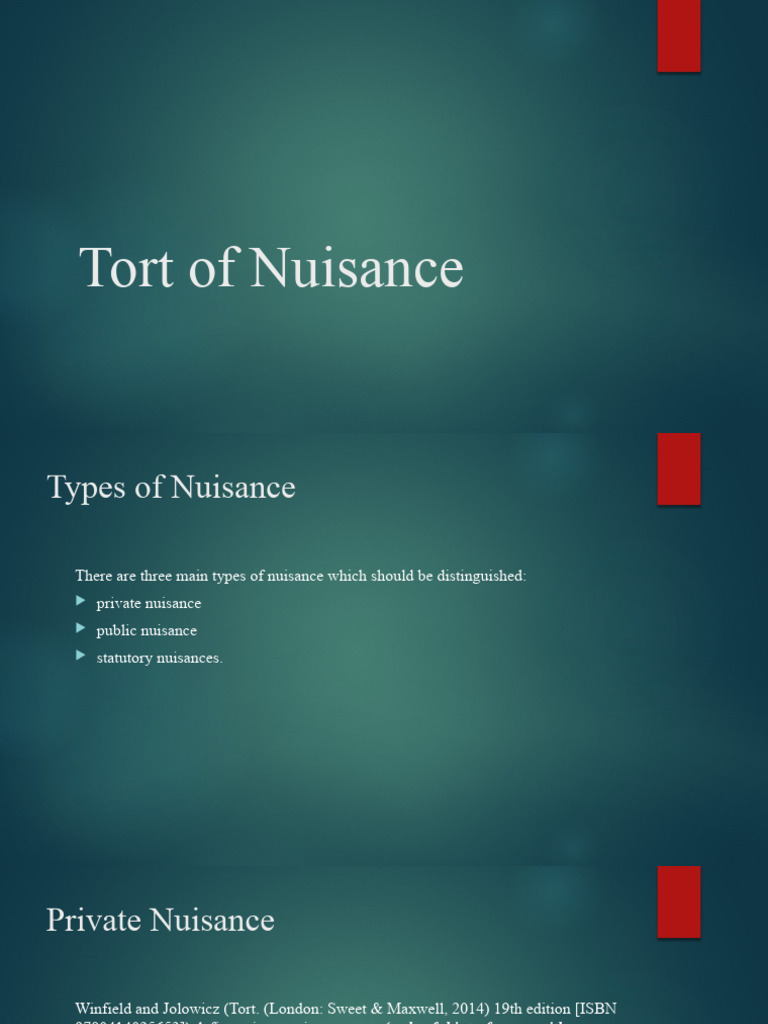 Tort of Nuisance | PDF | Nuisance | Trespass