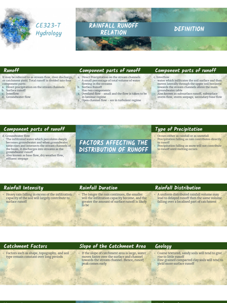 Rainfall Runoff Relations & Factors | PDF | Surface Runoff | Stream