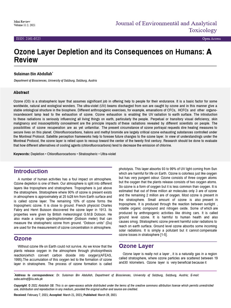 Ozone | PDF | Ozone Depletion | Chlorofluorocarbon