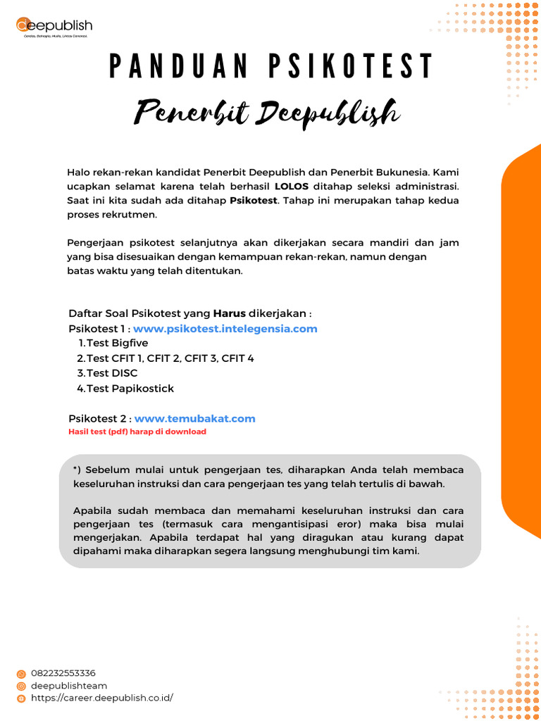 Panduan Lengkap Psikotest Online | PDF