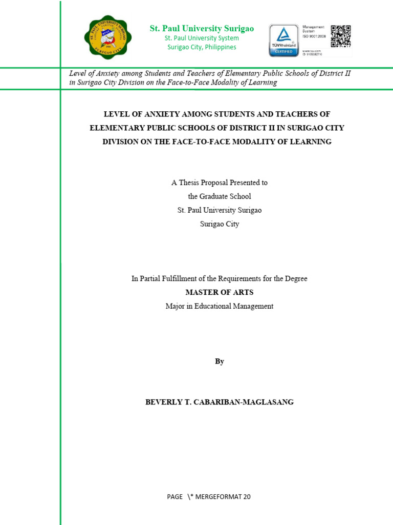 Maglasang Maem Level of Anxiety | PDF | Teachers | Anxiety