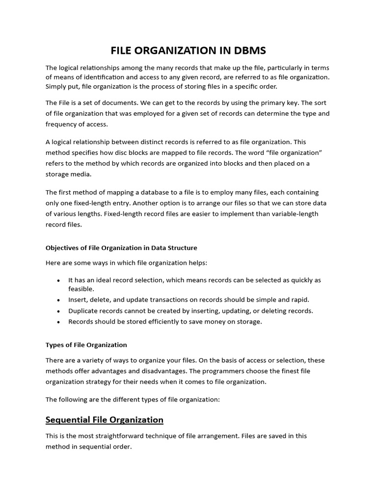 File Organization In Dbms Pdf Database Index Databases 0684