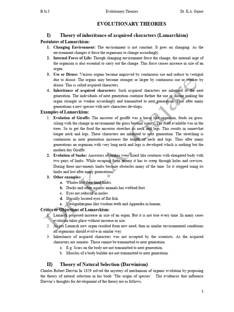 Evolutionary Theories | PDF | Natural Selection | Evolution