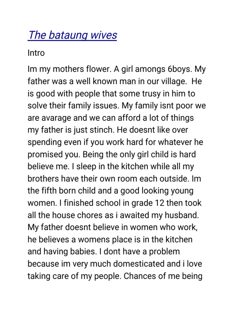 Life as a Bataung Wife | PDF