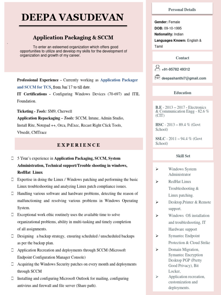 Deepa Resume | PDF | Server (Computing) | Microsoft Windows