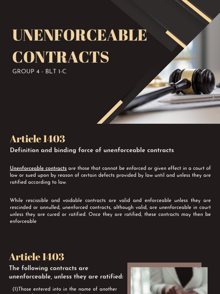 Unenforceable contracts | PDF | Surety | Ratification