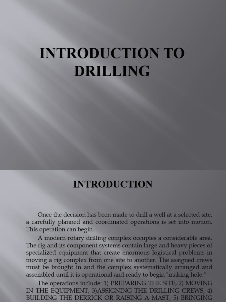 Introduction To Drilling | Download Free PDF | Drilling Rig