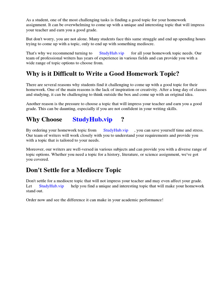 Good Homework Topics | PDF | Homework