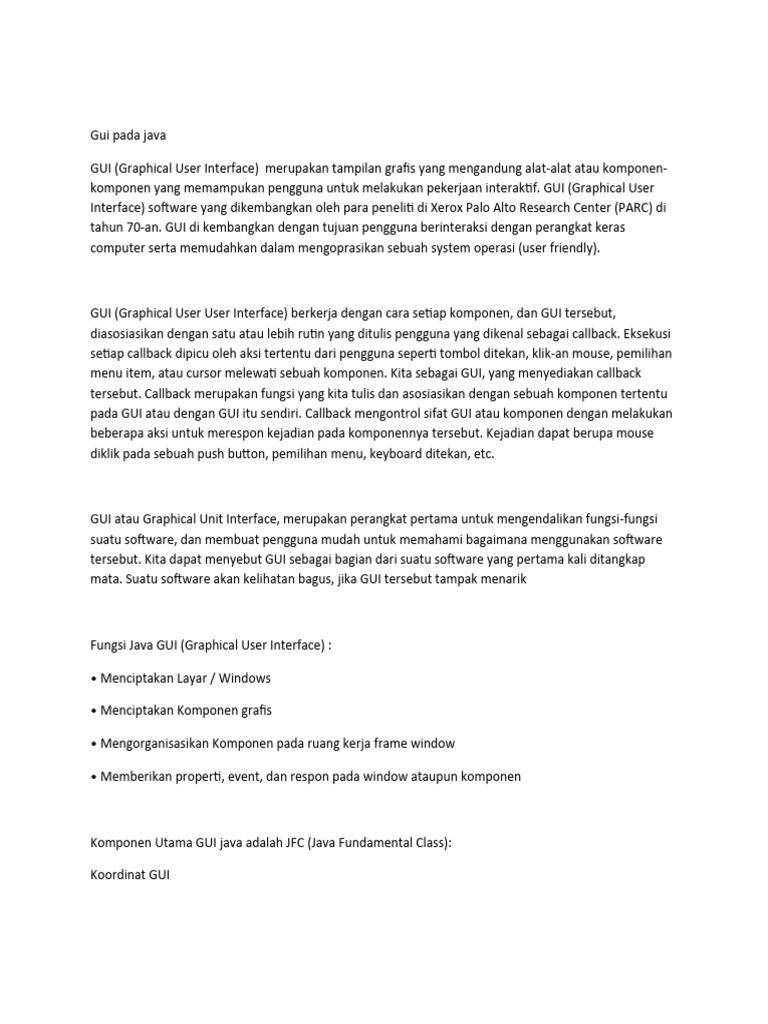Panduan Lengkap GUI Java | PDF | Teknologi & Rekayasa
