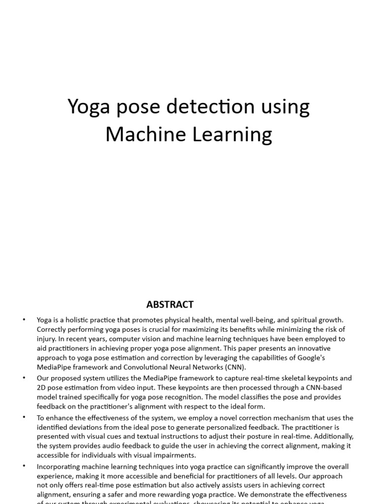 Yoga Pose Detection Using Machine Learning | PDF | Machine Learning | Artificial Neural Network