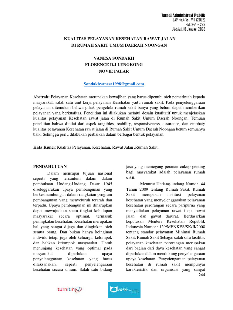 Kualitas Layanan RSUD Noongan | PDF | Pengembangan Diri