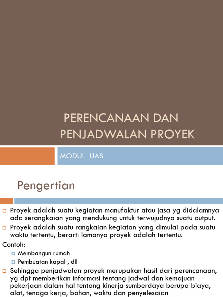 Perenc Penjadwalan Proyek 1 | PDF | Metode & Bahan Ajar | Komputer