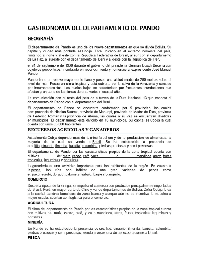 Gastronomia Del de Pando | PDF | Alimentos | Cocina