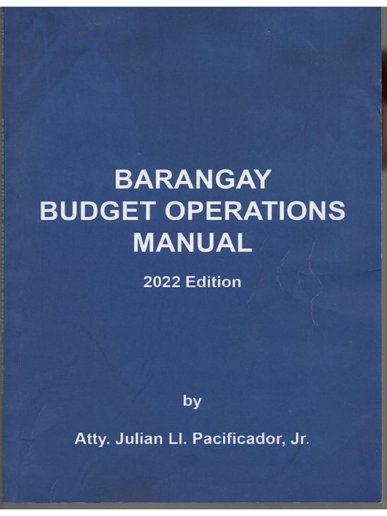 Barangay Budget Operations Manual 2022 Edition | PDF