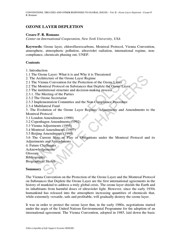 Unesco - Eolss Sample Chapters: Ozone Layer Depletion | PDF | Atmosphere Of Earth | Ozone Depletion