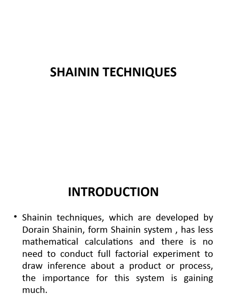 Overview of Shainin Techniques | PDF | Experiment | Scientific Method