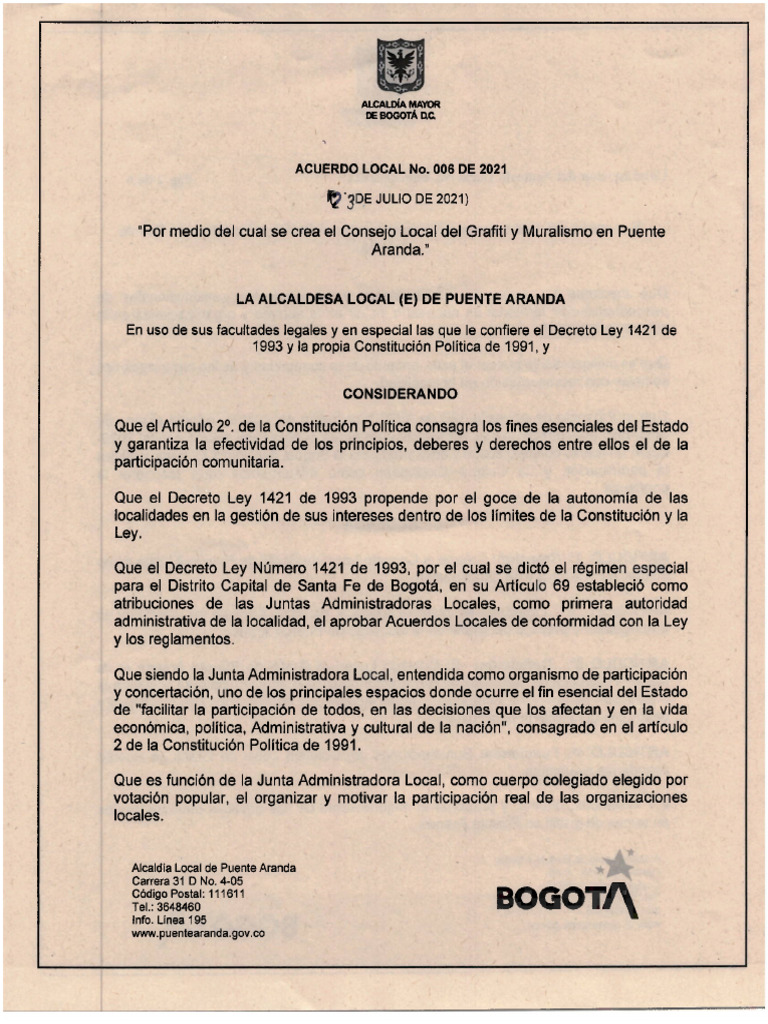 Acuerdo Local 006-2021 | PDF