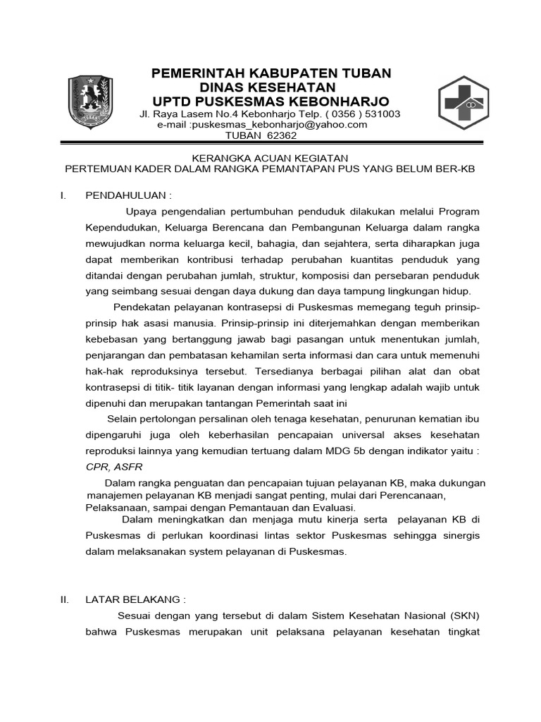 KAK Pertemuan KB Di Desa | PDF