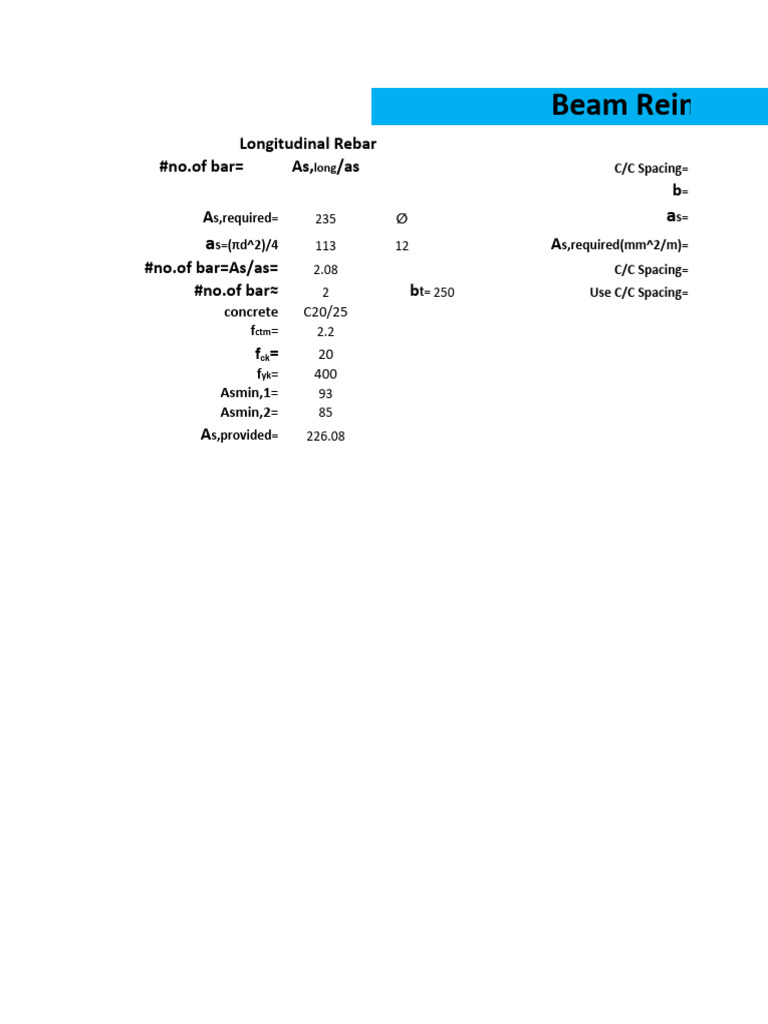 Beam Reinforcement Bar Calculator | PDF | Technology & Engineering