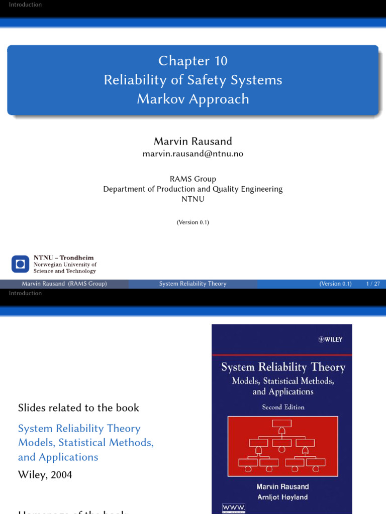 Chapt10 Markov Pdf Reliability Engineering Markov Chain 
