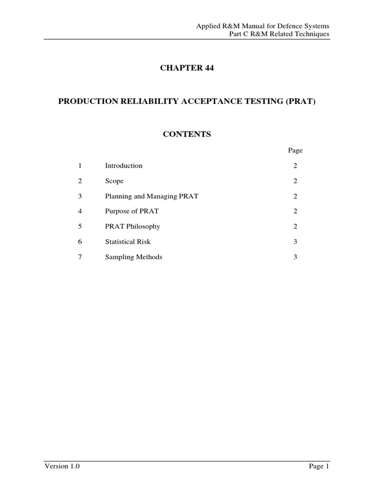 Applied R&M Manual For Defence Systems Part C R&M Related Techniques ...