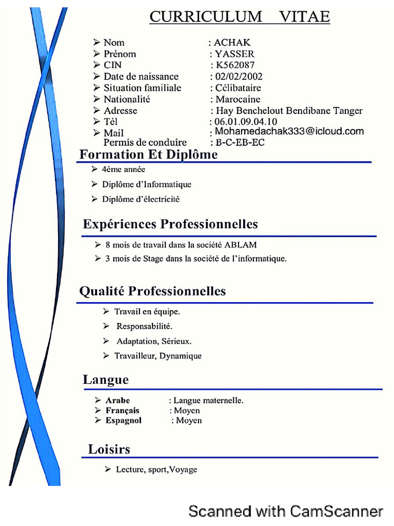 Achak Yasser CV | PDF