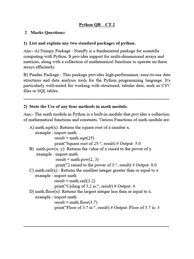 Python Solved Qb Pdf Parameter Computer Programming Class Computer Programming