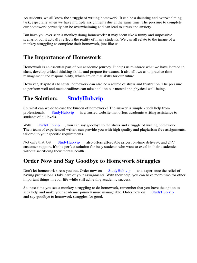 Monkey Doing Homework Picture | PDF | Homework