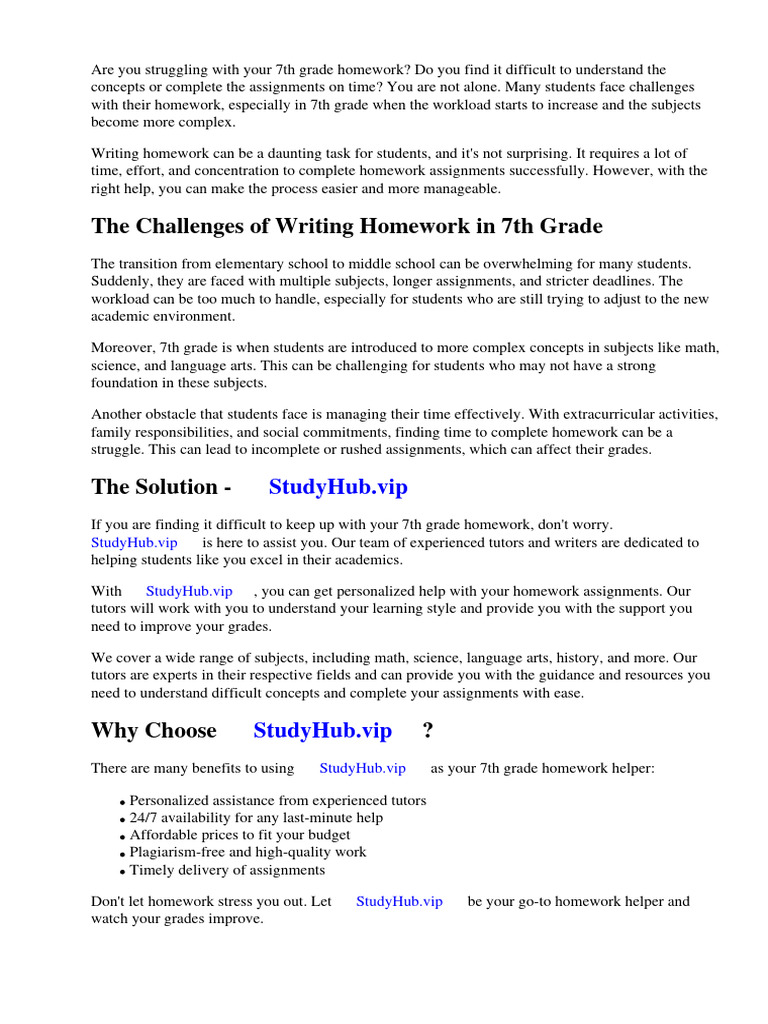 7th Grade Homework Helper | PDF | Homework | Worksheet