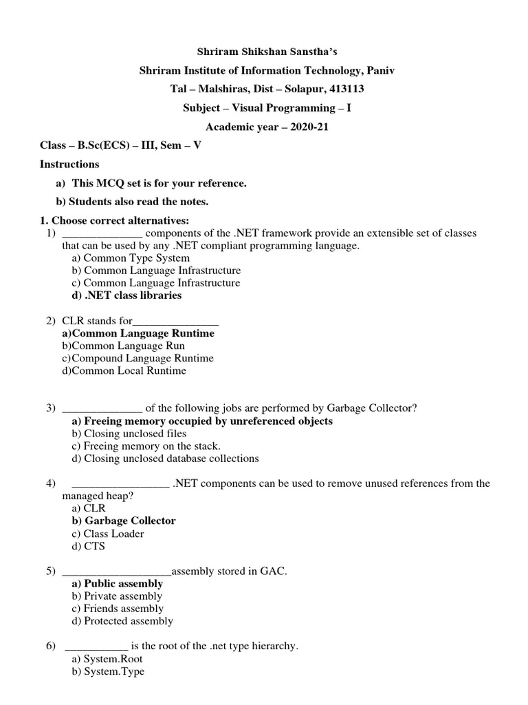 C# MCQ | PDF | Programming | Constructor (Object Oriented Programming) C# MCQ | PDF | Programming | Constructor (Object Oriented Programming)