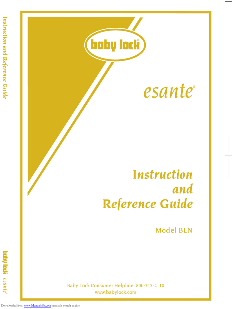 Baby Lock Esante BLN Sewing Machine Instruction Manual | PDF | Sewing Machine | Sewing