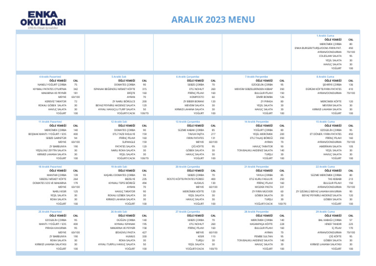 DEC-2023-Menu-TR 2 | PDF