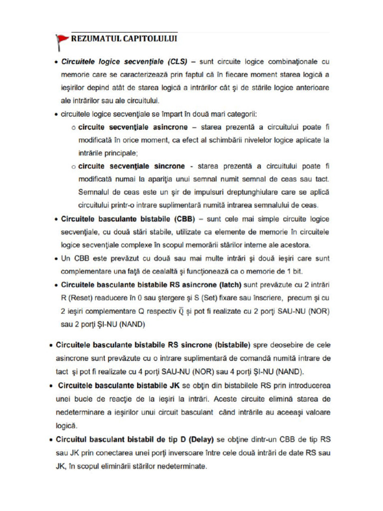 Circuite Logice Secventiale - Recapitulare | PDF