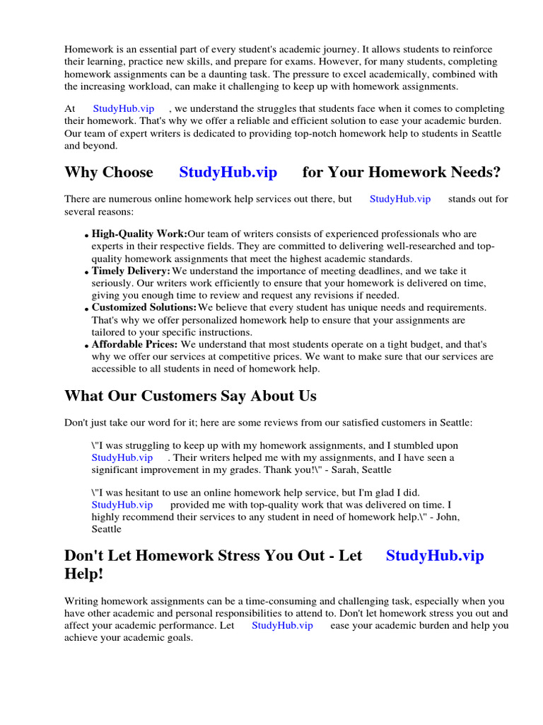 Homeworks Seattle Reviews | PDF | Homework