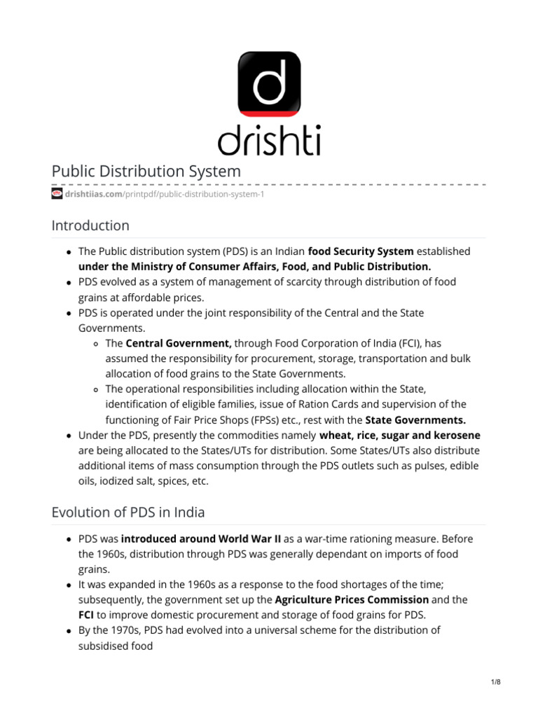 Public Distribution System 1 | PDF | Economies