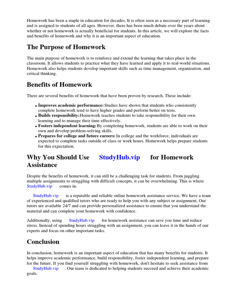 Why Is Homework Good Facts | PDF | Homework | Learning