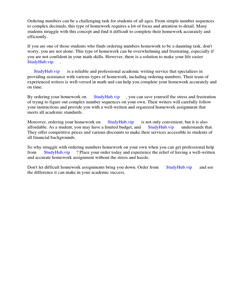 Ordering Numbers Homework | PDF | Worksheet | Decimal