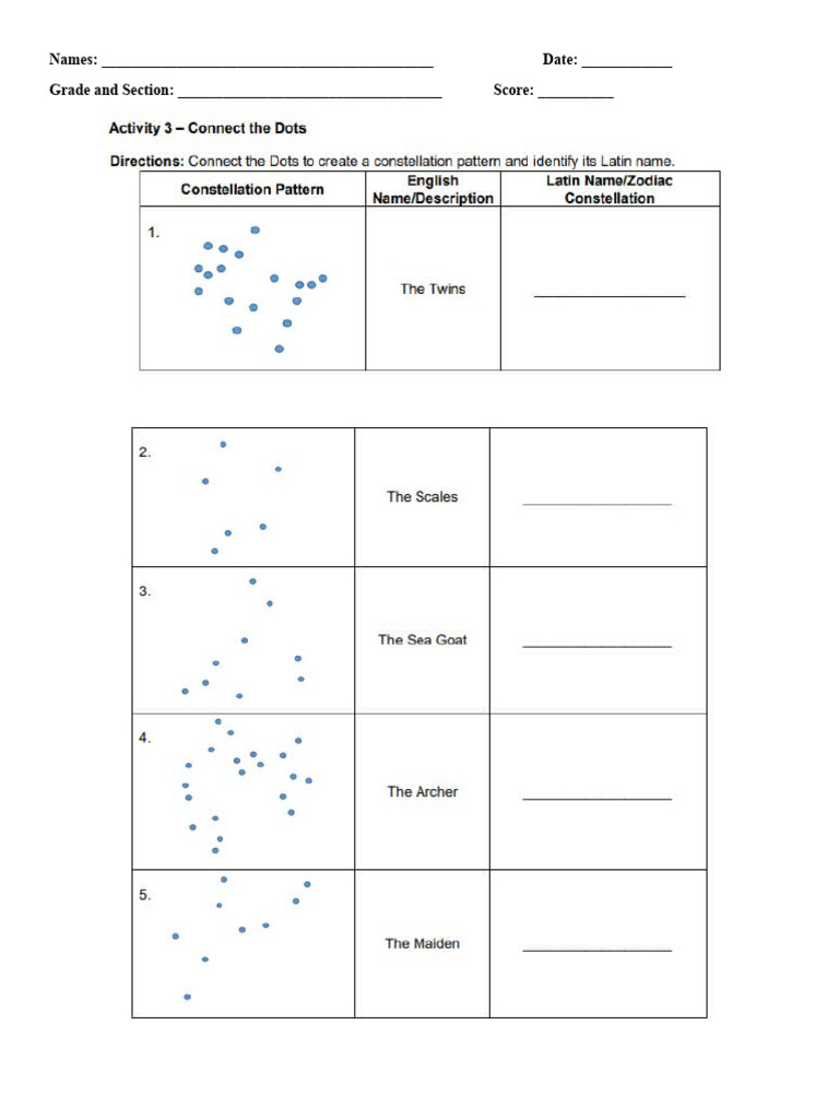 The Constellation Activity | PDF