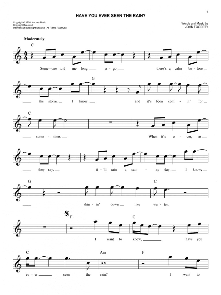 Have You Ever Seen The Rain Pdf