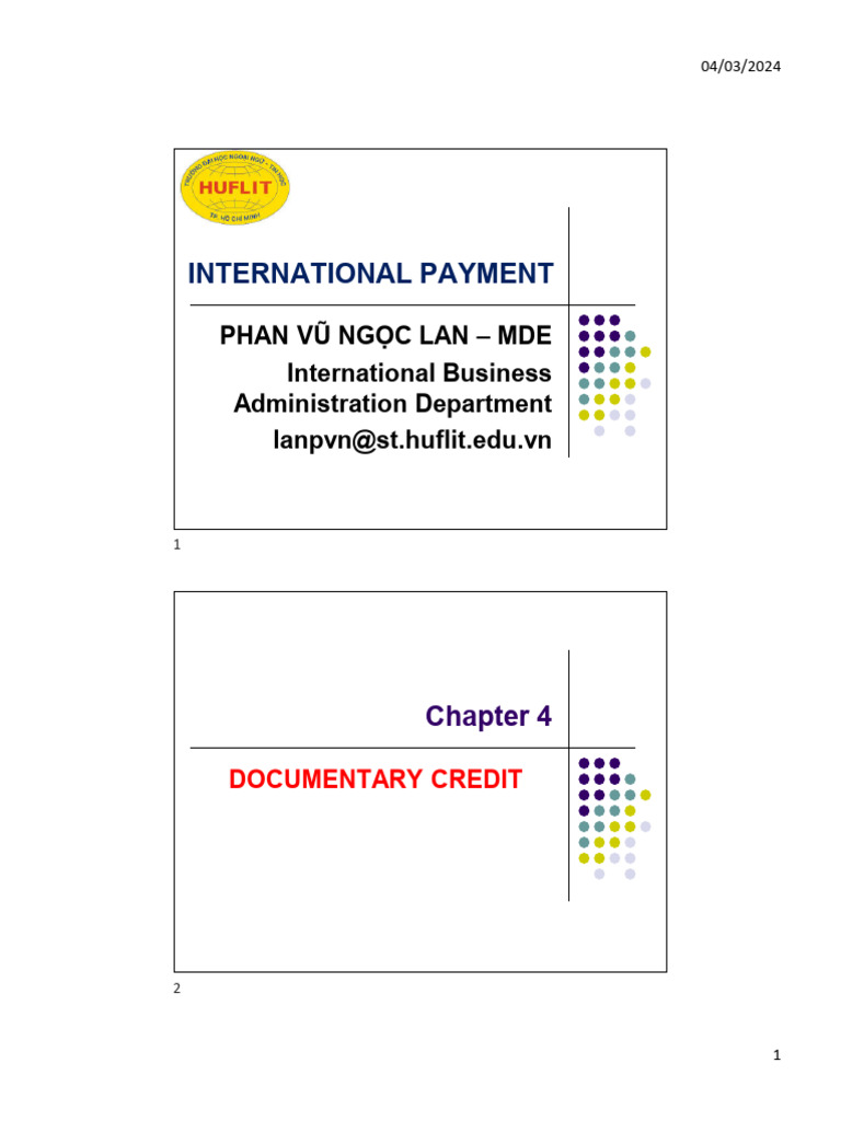 Chapter 4 - Documentary Credit | PDF | Letter Of Credit | Payments