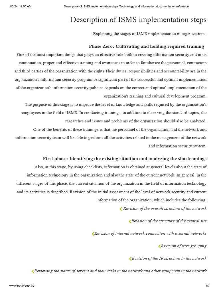 Description of ISMS Implementation Steps | PDF | Computer Network ...