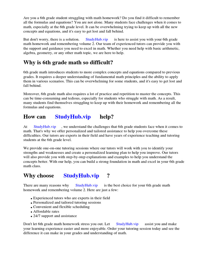 Math Expressions 6th Grade Homework and Remembering Volume 2 | PDF ...