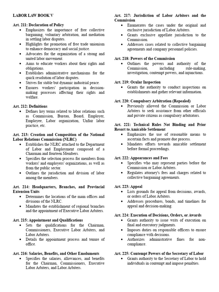 LABOR LAW BOOK V Reviewer | PDF | Employment | Labour Law