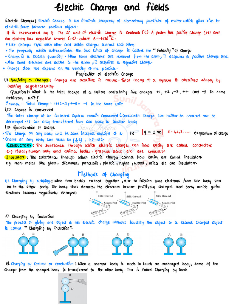 Electric Charges and Fields New Notes | PDF | Electric Field | Force